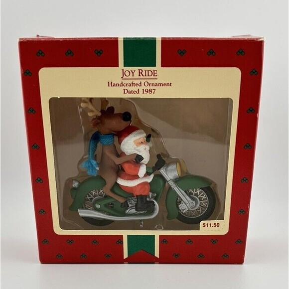 Hallmark | Holiday | Vtg Hallmark Ornament Santa Riding Motorcycle Joy ...
